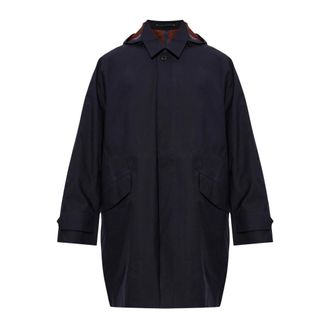Paul Smith Wollmantel mit abnehmbarer Kapuze - - Coats - Herren - Blau - M