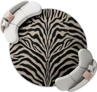 Generic Beige Tapis de Salon Rond 100 cm, Tendance Animaux Rayures De Z&egrave;bre Tapis Chambre Antid&eacute;rapant Lavable, Ne Perd Pas Ses Poils Moelleux Moquette pour C