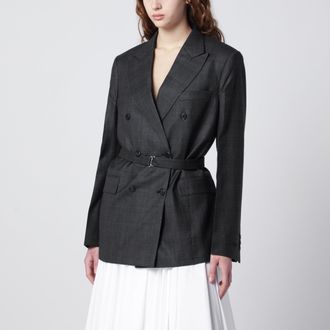 Prada Doppelreihige Wolljacke mit Check-Muster