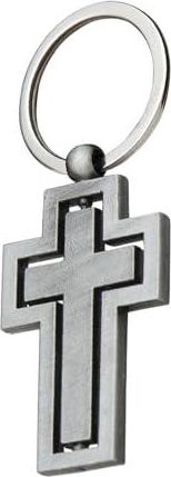 Generic Porte-cl&eacute;s en forme de croix en m&eacute;tal - Pendentif chr&eacute;tien rotatif &agrave; 360 &deg;, cl&eacute; en acier inoxydable | Symbole religieux pour hommes, couples, amis, ca