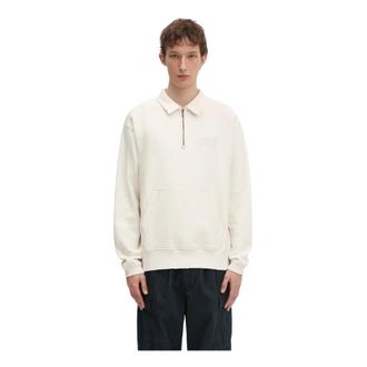 Thisisneverthat Damaged Half Zip Polo Sweatshirt - - Sweatshirts & Hoodies - Herren - Wei&szlig; - L