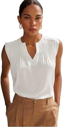 HUGO BOSS Bluse f&uuml;r Damen, Hals Kerbe, Regul&auml;r (Wei&szlig;)