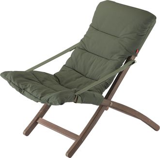 Fiam LINDA SOFT - Gartensessel, Gestell aus Buchenholz, Farbe Walnuss und Entspannungsmatratze (SAGE GREEN)