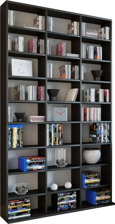 VCM Holzregal stehend | platzsparender CD-Schrank für 1080 CDs oder 504 DVDs | Maße: H. 181 x B. 102 x T. 23 cm | Elegantes DVD Regal stehend | Blu-Ray Re