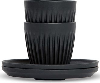 Huskee Huskee HC03SC02-E HuskeeCup 85 ml Espresso-Set mit 2 Tassen und Untertassen, Kaffeeschale