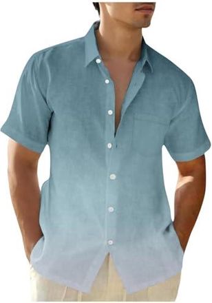 Generic Chemise &agrave; manches courtes pour homme, style d&eacute;contract&eacute;, classique, col rabattable, &eacute;l&eacute;gant, extensible, l&eacute;ger et confortable, chemise boutonn&eacute;e pour 
