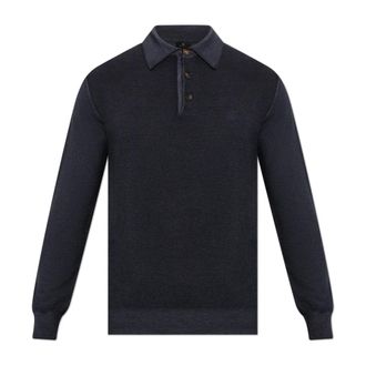 Etro Woll-Polo mit langen &Auml;rmeln - - Knitwear - Herren - Blau - L
