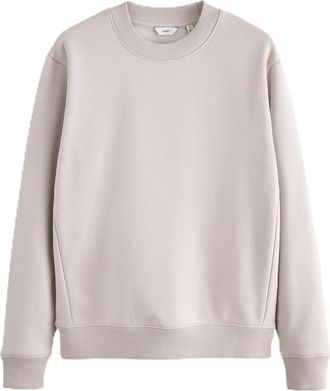 Next Herren Standard Pullover aus Baumwollmischung mit Rundhalsausschnitt & geb&uuml;rstetem Innenfutter Ecru XL