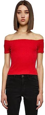 Urban Classics Femme T-shirt pour Femme Off Shoulder Rib T shirt, Fire Red, M EU