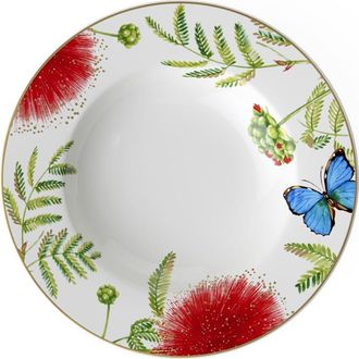 Villeroy & Boch Villeroy und Boch - Amazonia Anmut Suppenteller, farbenfroher, tiefer Teller mit exotischen Blumenmotiven aus Premium Porzellan, spülmaschinenfest, 24