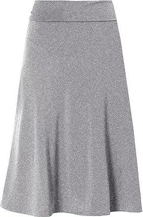 Generic Jupe midi &agrave; paillettes argent&eacute;es pour femme, longueur genou, taille haute, jupe &agrave; volants &eacute;l&eacute;gante et fluide pour f&ecirc;te, club, jupe &eacute;vas&eacute;e, jolie jupe 