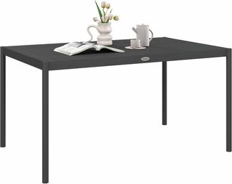 OUTSUNNY Table de jardin rectangulaire 6 personnes plateau lattes aspect bois alu gris
