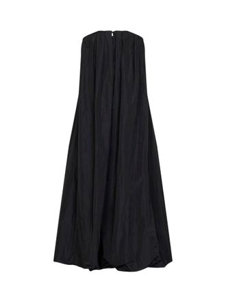 Jil Sander Womens Asymmetric Midi Dress Technical Faille Black Polyester