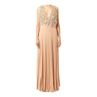 Elisabetta Franchi Damen, Kleider, Beige, SGr&ouml;&szlig;e