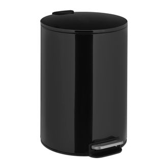 Relaxdays Treteimer, 12 Liter, Absenkautomatik, entnehmbarer Inneneimer, Metall, moderner Küchen Mülleimer, schwarz