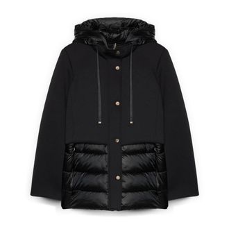 Fiorella Rubino Zweifarbige Daunenjacke mit Kapuze - - Jackets - Damen - Schwarzk - 3XL