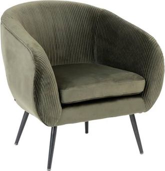 Atmosphera Atmosphera - Fauteuil solaro Velours Vert Kaki