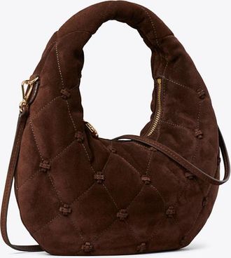 Tory Burch Bunny Knot Crescent Bag aus Wildleder
