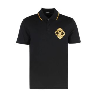 Versace Polohemd mit geripptem Kragen - - Tops - Herren - Schwarzk - L