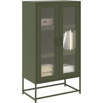 vidaXL Buffet haut vert olive 68x39x123 cm acier Vidaxl