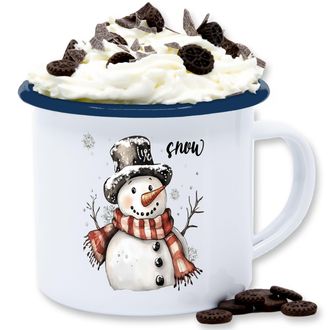 Shirtracer Emaille Tasse Blechtasse - Weihnachtstasse - Geschenk Weihnachten Schneemann Motiv Weihnachtsgeschenke Schneemann Geschenk Winter Geschenkidee Weihnac