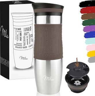 Milu Mug Isotherme Etanche 370ml 450ml Thermo Caf&eacute;-Th&eacute; I Tasse isol&eacute;e pour caf&eacute; et th&eacute; &agrave; emporter, Double Paroi Isol&eacute;e sous Vide, Acier Inoxydable I Tasse 