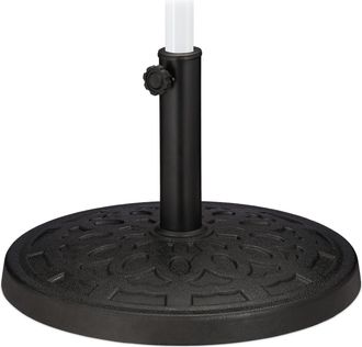 Relaxdays Sonnenschirmst&auml;nder f&uuml;r Schirmstangen 38-50 mm, &Oslash; 50 cm, Garten, Gusseisen Optik, Sonnenschirmfu&szlig;, schwarz