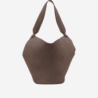 Khaite Womens Shoulder Bag Lotus Mini Suede Brown Baby Calfskin