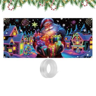 Generic Weihnachts Garagentor Banner - 4x1,8 m UV-Fluoreszierende Festtagsdekoration - Feiertags Garagen Hintergrund | F&uuml;r Hausbesitzer Heimwerker Party-Veran