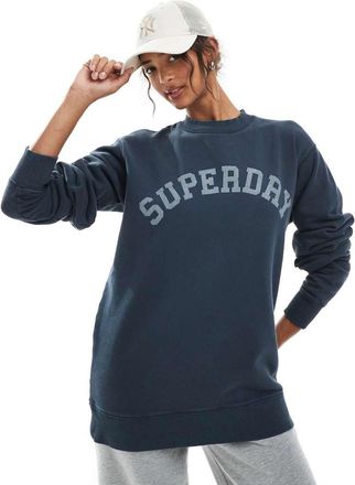 Superdry Athletic Essentials - Sweat ras de cou souple - Bleu marine éclipse