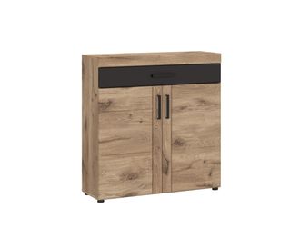 M&ouml;belando Schuhkommode >Grano< 2 T&uuml;ren, 1 Schub, Viking Eiche Dekor/Kosmos Grau - 93x100x38 (BxHxT)