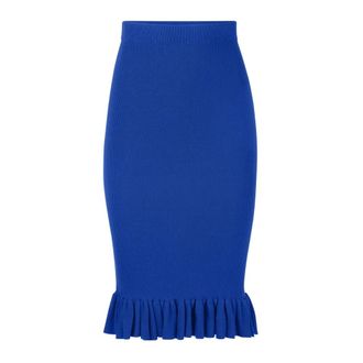 Nina Ricci Femme, Jupes, Bleu, Taille: 44 FR Jupe Midi P&eacute;plum &agrave; Volants
