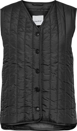 Oxmo OXSadget Damen Weste Steppweste Outdoor Weste mit Druckkn&ouml;pfen V-Ausschnitt Oversize Fit leicht gef&uuml;ttert, Gr&ouml;&szlig;e:L, Farbe:Black (194007)
