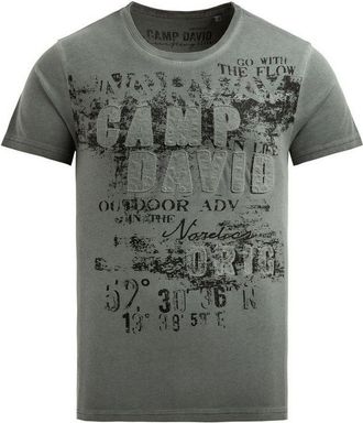 Camp David Rundhalsshirt mit Kontrastn&auml;hten