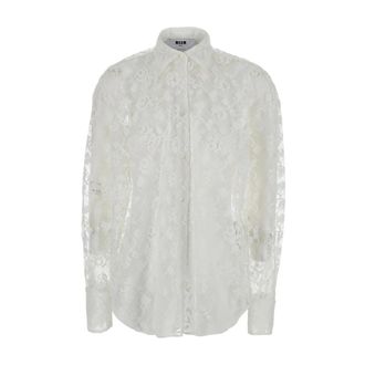 Msgm Msgm, Femme, Blouses et Chemises, Blanc, Taille: 38 FR Chemise &agrave; Manches Longues et Col Classique