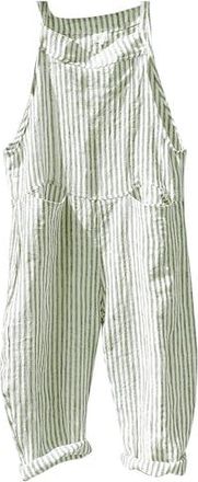 Generic Combinaison sarouel pour femme, combinaison ray&eacute;e grande taille pour femme, combinaison pour femme, combinaison &agrave; bretelles, combinaison d&eacute;t&eacute; taille 4