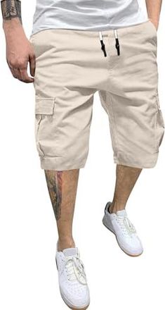 Generic Pantalons de jogging pour hommes Pantalons d&eacute;t&eacute; pour homme Couleur unie Grande taille D&eacute;contract&eacute; Tous les shorts Pantalon cargo tiss&eacute; &agrave; la mode avec 