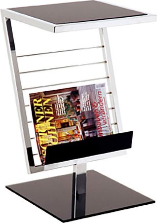 Haku Möbel Beistelltisch Chrom, schwarz, Metall, Sicherheitsglas - Maße: B 36 cm x H 60 cm x T 30 cm, Style: Modern