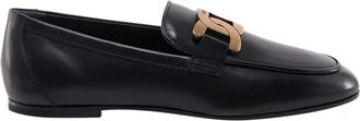 Tod's Femme, Chaussures, Noir, Taille: 39 1/2 EU Mocassin en cuir &eacute;l&eacute;gant avec boucle m&eacute;tallique