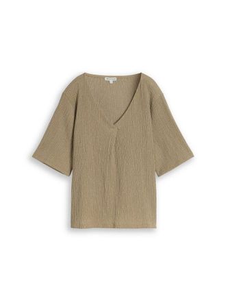 Tom Tailor T-Shirt T-Shirt Crinkle T-Shirt mit V-Ausschnitt