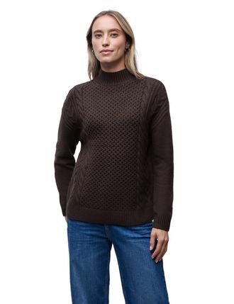 Street One Damen 3015538 Pullover mit Strickmuster, Deep Roast Brown, 42