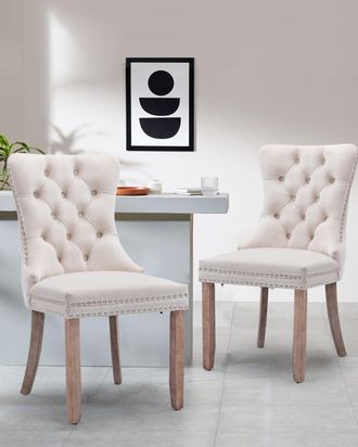 Generic Esszimmerstühle Im Französischen Landhausstil, 2er-/4er-/6er-Set - Gepolsterte Stühle Mit Rattan-Rückenlehne Und Beinen Aus Massivholz, for Küche, Woh