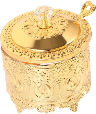 Luxshiny Prägnanter Zuckerdose mit Deckel Eleganter Geprägter Bonbonglas für Küche und Zuhause zur Aufbewahrung von Süßigkeiten und Kleinen Gegenständen aus Ro