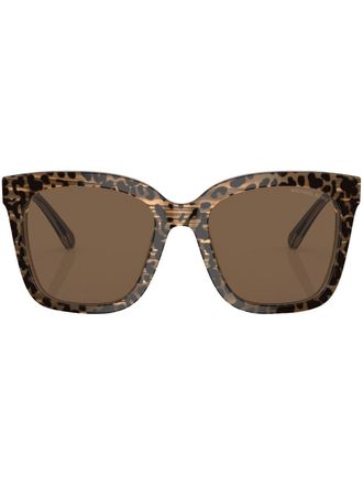Michael Kors Eckige Brille mit Leopardenprint - Braun