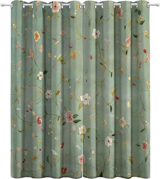 Generic Vorhänge Gardinen Verdunkelung Blickdicht mit Ösen für Schlafzimmer H214 x B91.5 cm (2er Pack) Popular Elegante Und Zarte Blüten Bedruckte Vorhänge Vo
