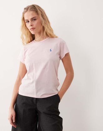 Polo Ralph Lauren T-Shirt in Rosa mit Markenlogo und Rundhalsausschnitt