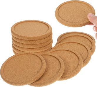Garneck Einfache Kork Untersetzer Runde Saugfähigen 12 Stücke Untersetzer für Home Restaurant Büro und Bar 10 cm (Keine Muster)