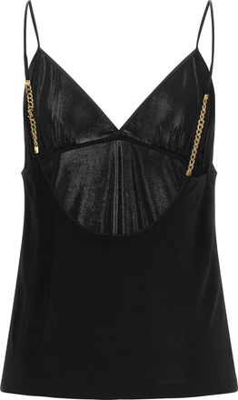 Saint Laurent Womens Black Viscose Tank Tops