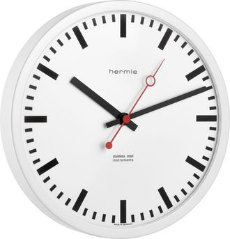 Hermle Wanduhr mit batteriebetriebenem Quartzwerk Grand Central Wanduhr Wei&szlig; Funk 30cm- 30471-C50870