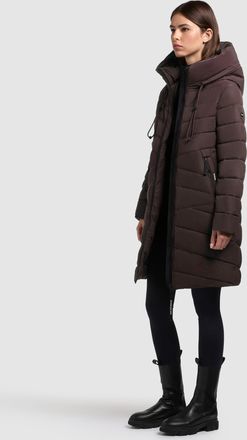 Khujo Steppmantel KHUJO VARE, Damen, Gr. XXL, moody plum, 100% Polyester, unifarben, eingesetzt elastischer Bund mit Windstopper, M&auml;ntel Steppmantel, Topsel